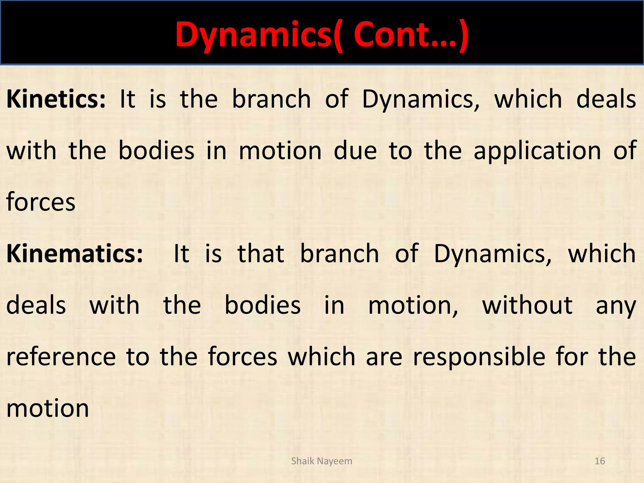 Introduction to engineering mechanics: Classification | PPTX