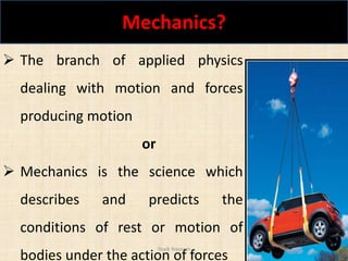 Introduction to engineering mechanics: Classification | PPTX