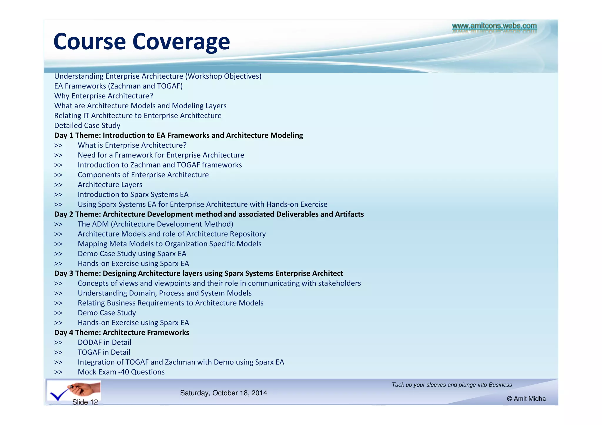 UNDERSTANDING ENTERPRISE ARCHITECTURE CONCEPTS AND MODELING -TRAINING WORKSHOP | PDF