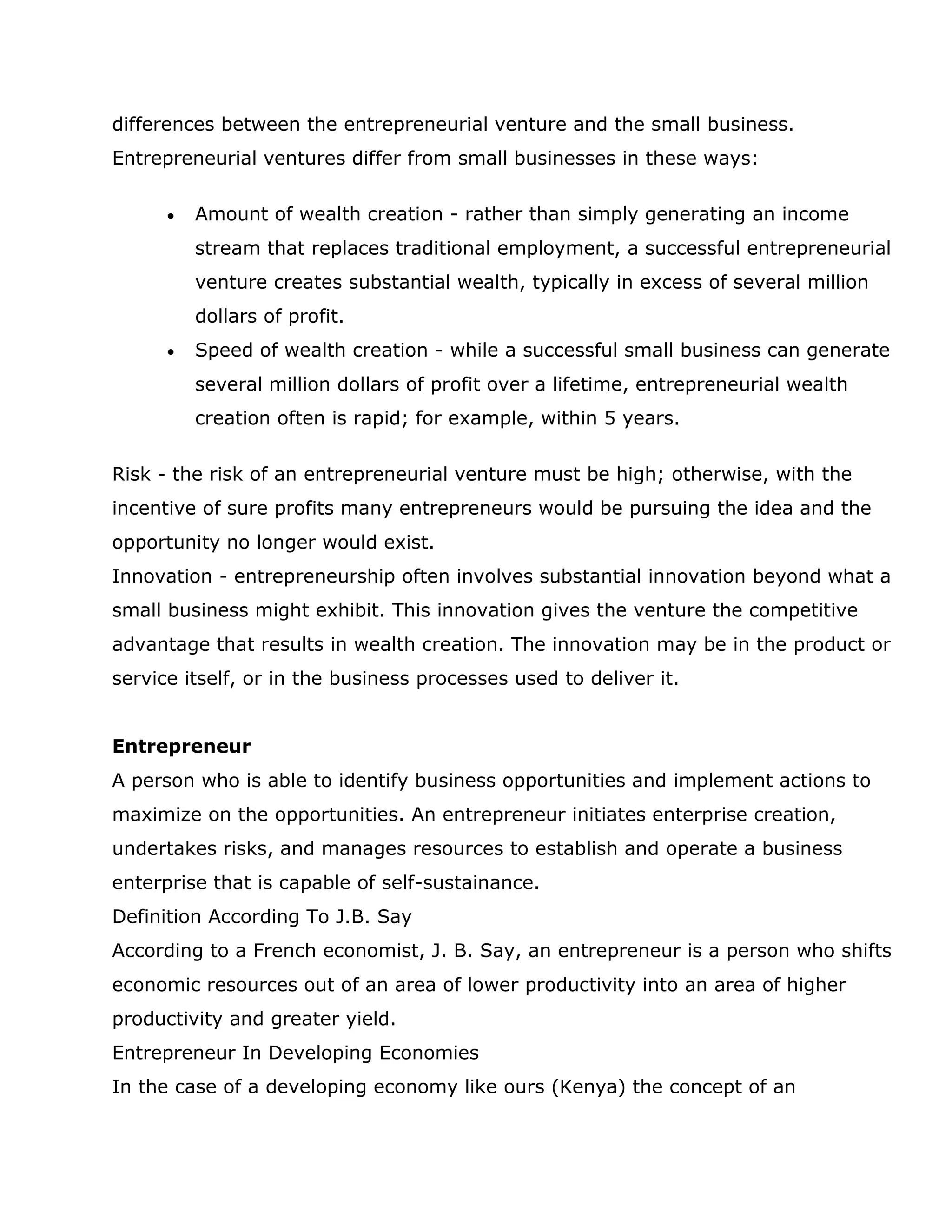 Introduction to entrepreneurship | DOCX