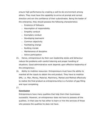 Introduction to entrepreneurship | DOCX