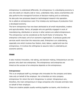 Introduction to entrepreneurship | DOCX