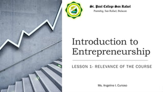 Introduction to Entrepreneurship 101.111