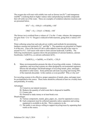 Solutions for Problems in Introduction to Environmental Engineering by Richard Mines and Laura ...