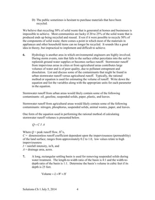 Solutions for Problems in Introduction to Environmental Engineering by Richard Mines and Laura ...