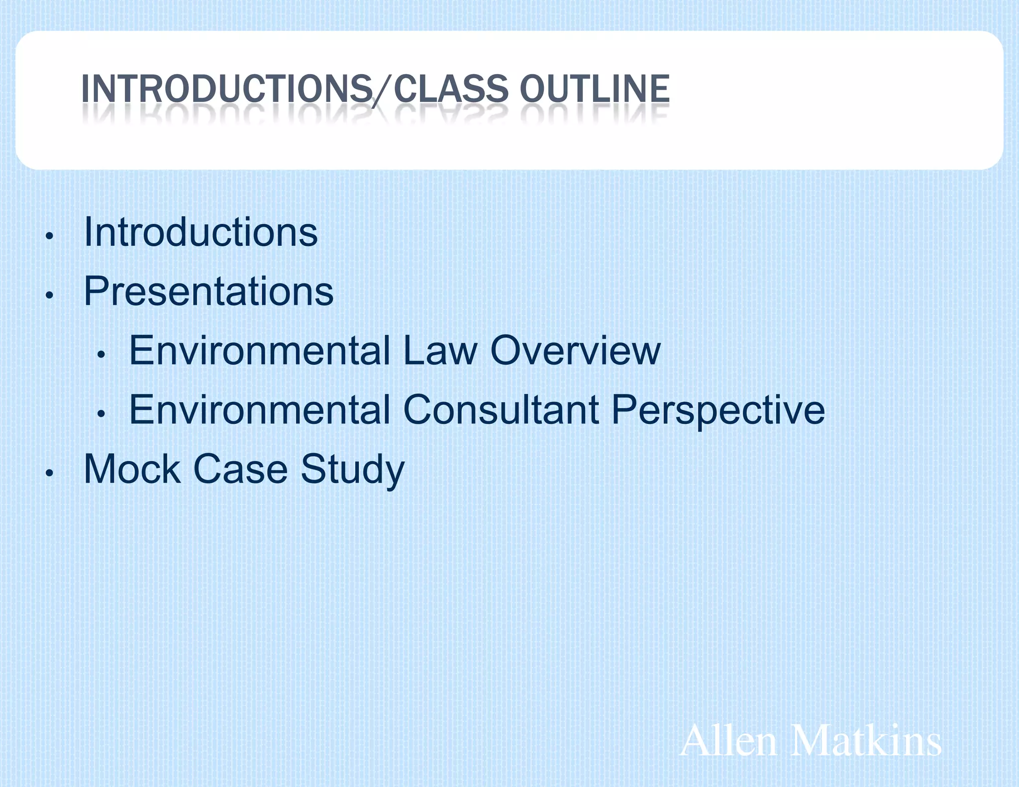 Introduction to Environmental Law | PPTX