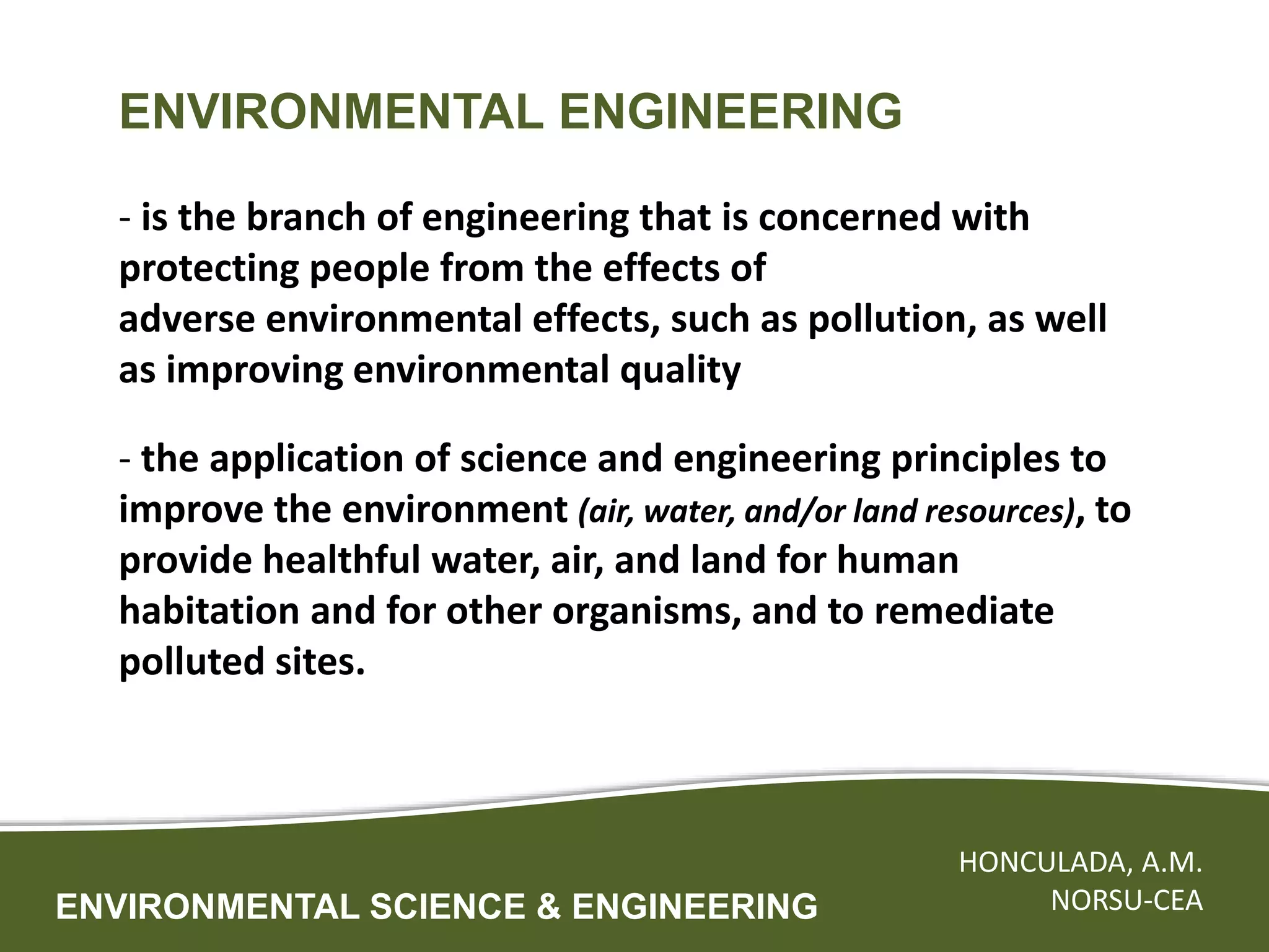 Introduction to environmental science and engineering | PPTX