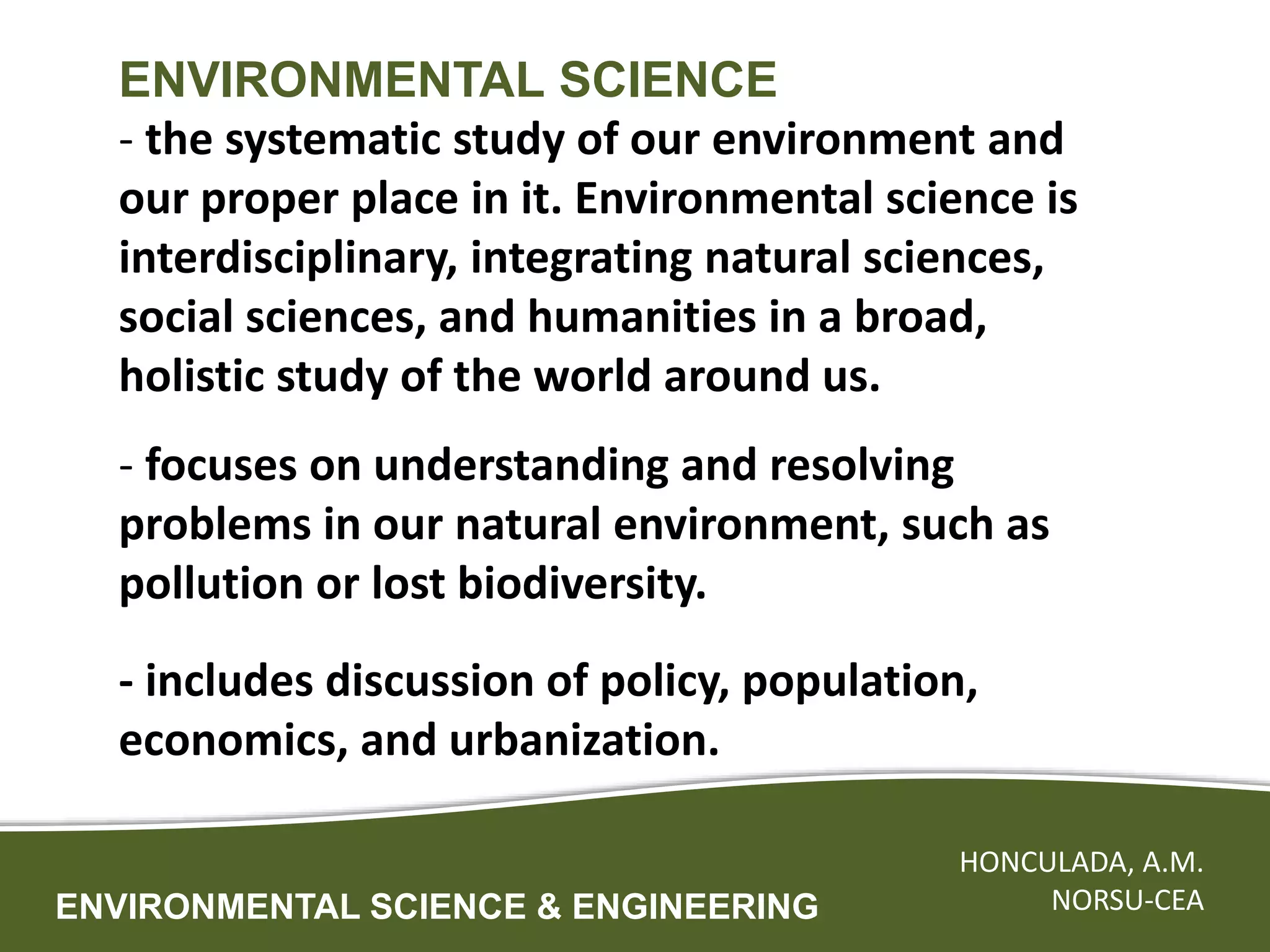 Introduction to environmental science and engineering | PPTX