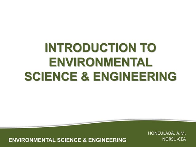 Introduction to environmental science and engineering | PPTX ...