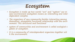 Introduction to environment ecology &ecosystem | PPT