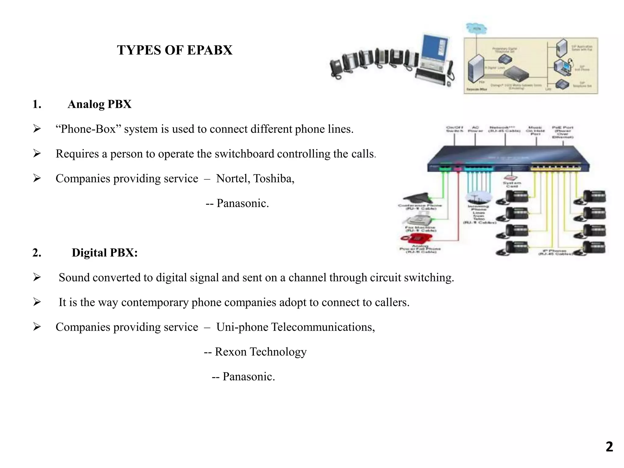 Introduction to epabx | PPTX | Telecommunications Industry | Industries