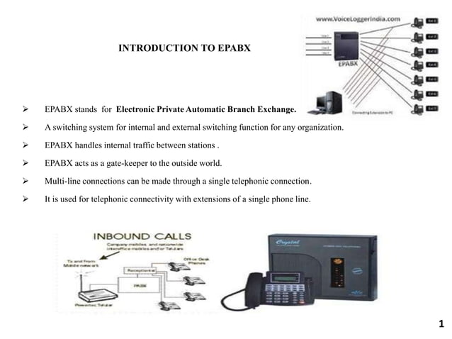 Introduction to epabx | PPTX | Telecommunications Industry | Industries