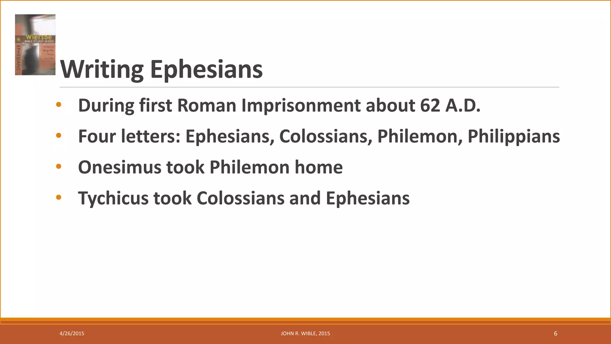 Introduction to ephesians Slides | PPTX