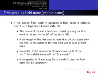 Introduction to epi data | PDF