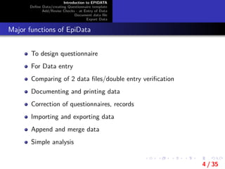 Introduction to epi data | PDF