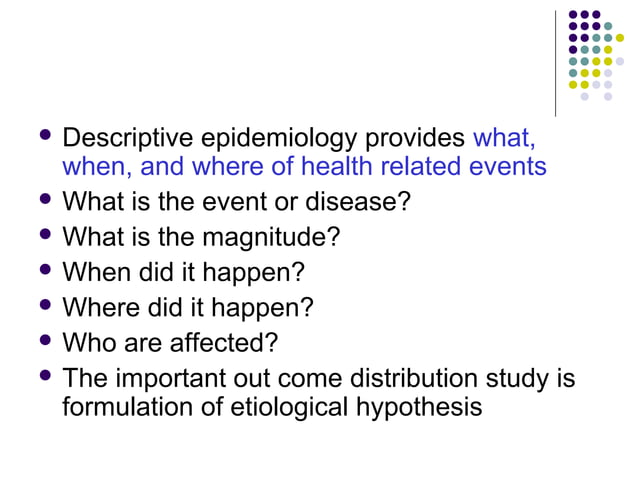 Introduction to epidemiology | PPT