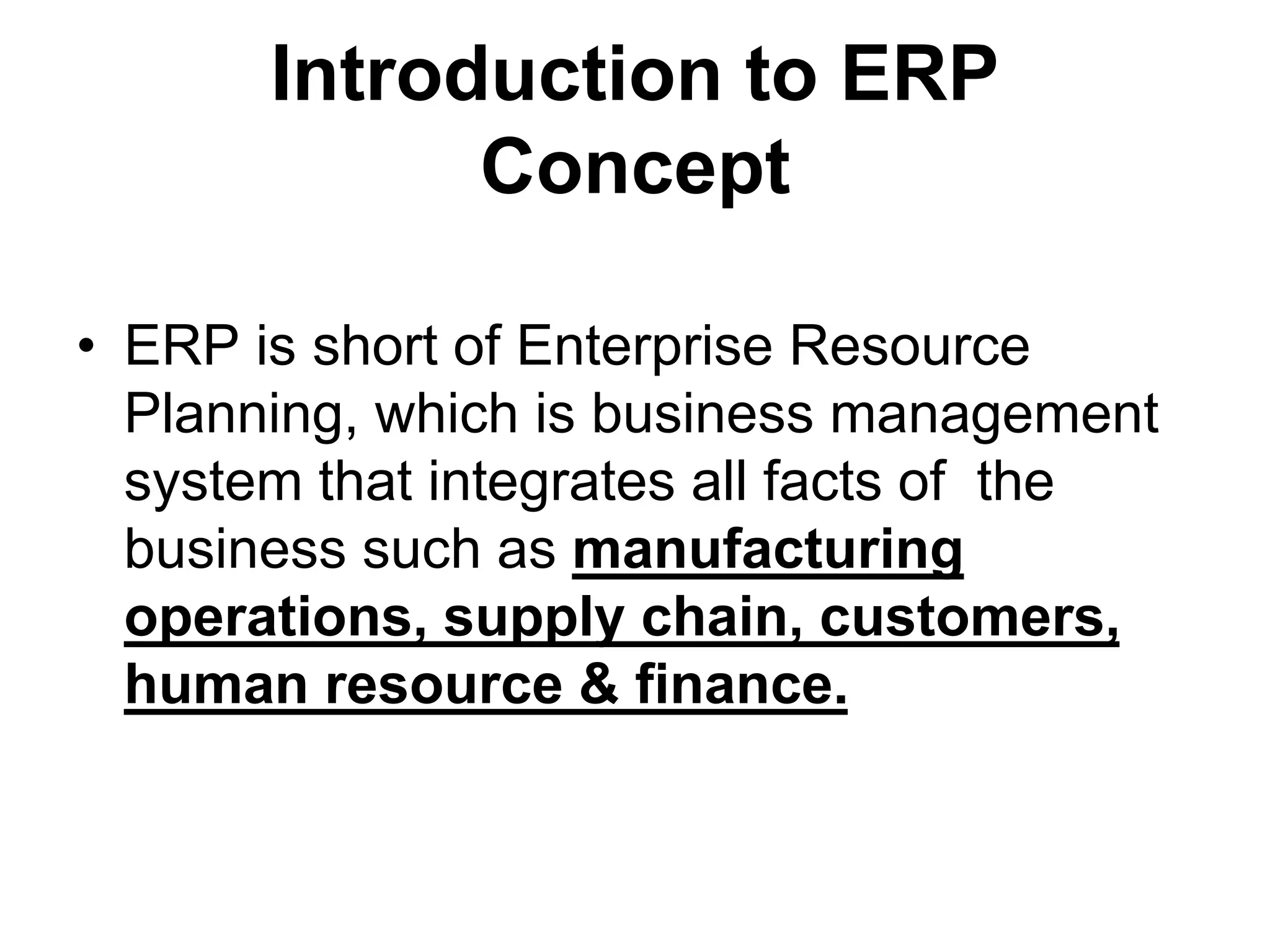 Introduction to ERP Concept | PPTX | Cloud Computing | Internet