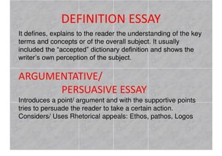INTRODUCTION TO ESSAY TYPES | PPT