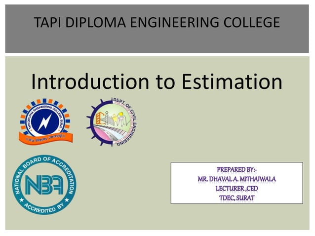 Introduction to estimation | PPTX | Civil Engineering Industry | Industries