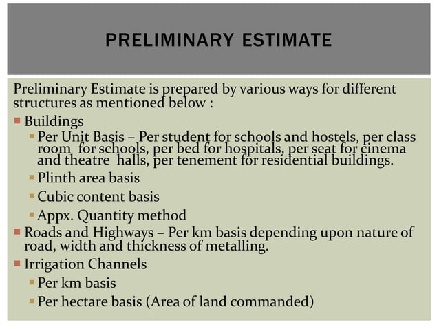 Introduction to estimation | PPTX | Civil Engineering Industry | Industries