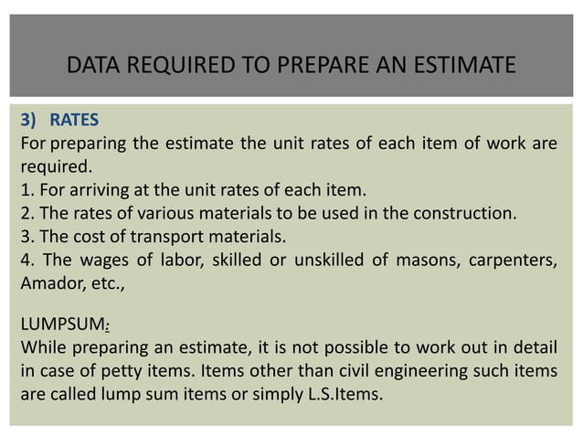 Introduction to estimation | PPTX | Civil Engineering Industry | Industries