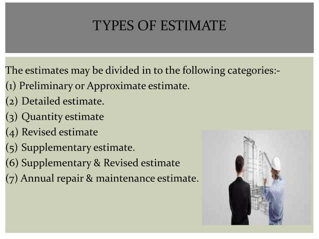 Introduction to estimation | PPTX | Civil Engineering Industry | Industries