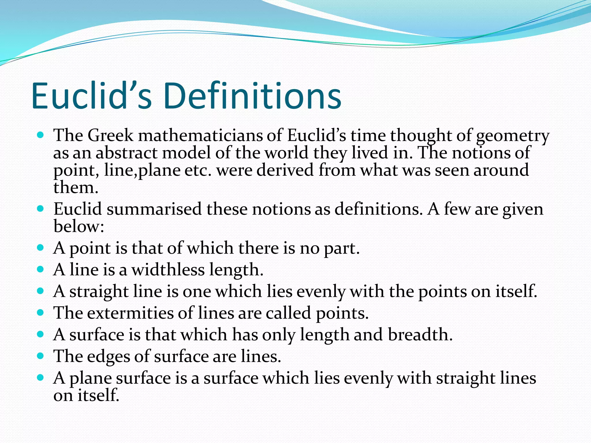 Introduction to euclid’s geometry | PPTX