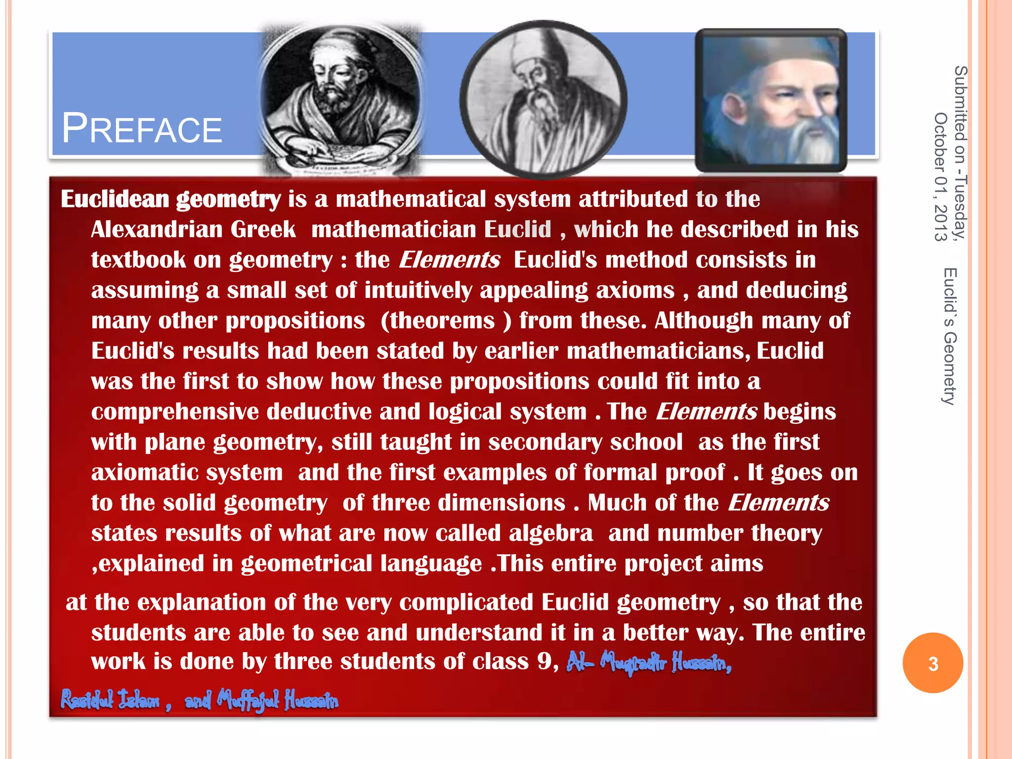 Introduction to euclid`s geometry by Al- Muktadir hussain | PPTX