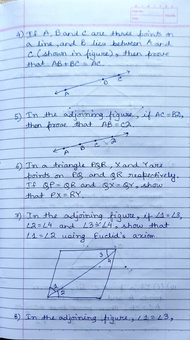 CBSE Grade 9 Mathematics Introduction to Euclid's Geometry Worksheet ...