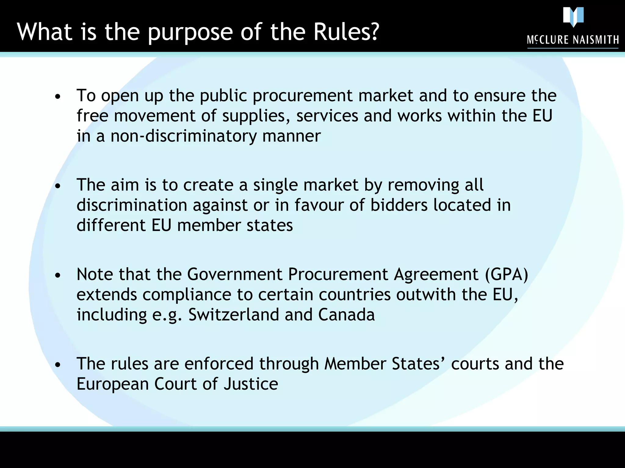 Introduction To EU Procurement Rules October 2011 | PPT
