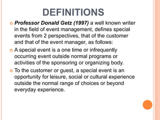 Introduction to event management | PPTX | Business | Business and Finance