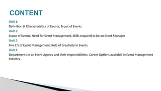 Introduction to Event Management Industry | PPTX