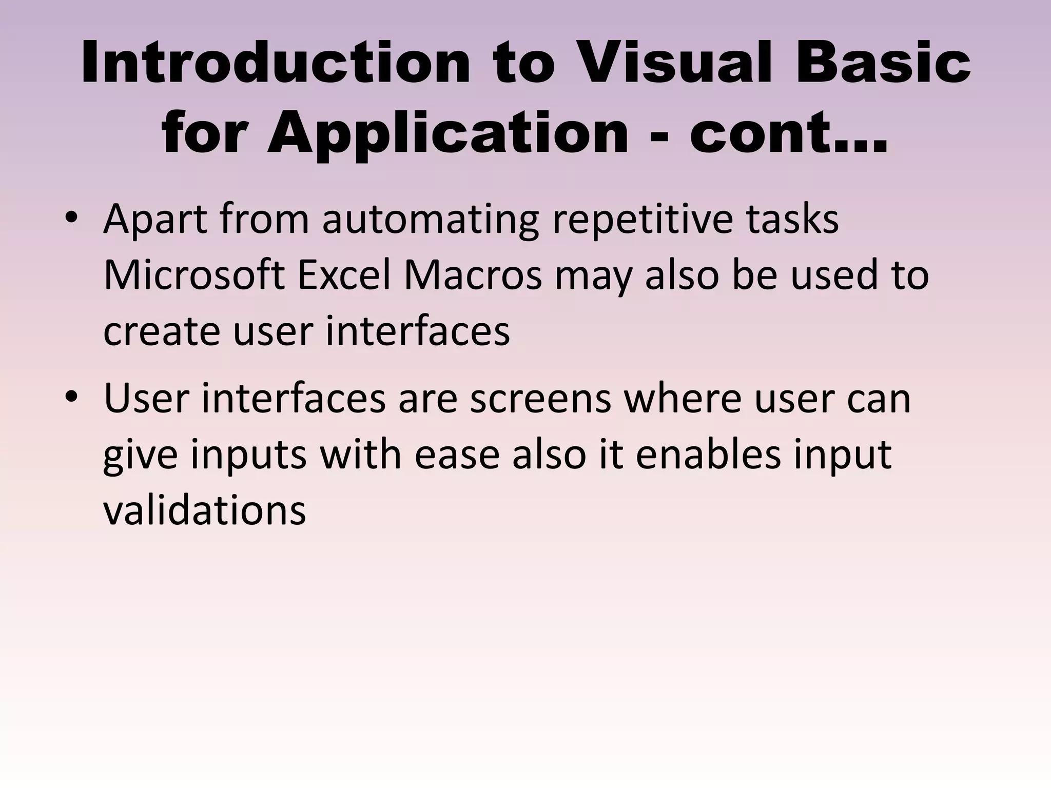 Introduction To Excel 2007 Macros | PPTX