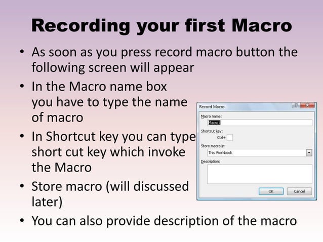 Introduction To Excel 2007 Macros | PPT