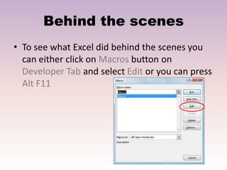 Introduction To Excel 2007 Macros | PPT