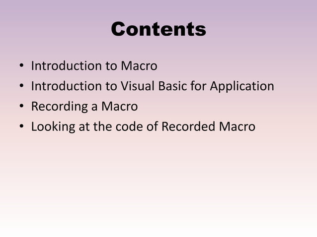Introduction To Excel 2007 Macros | PPT