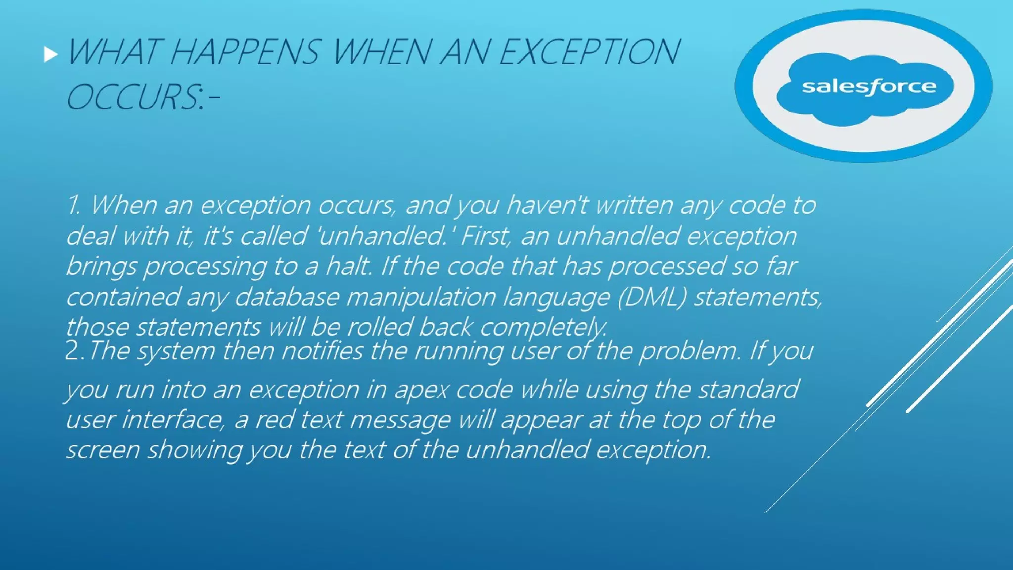 Introduction To Exception Handling In Apex Ppt