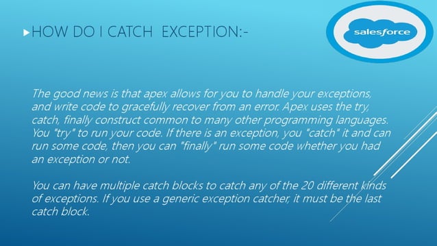 Introduction to exception handling in apex | PPT
