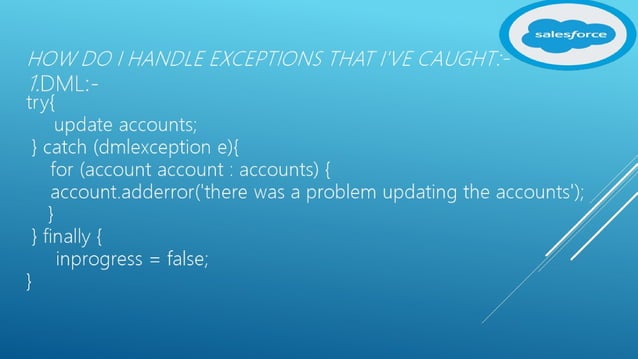 Introduction to exception handling in apex | PPT