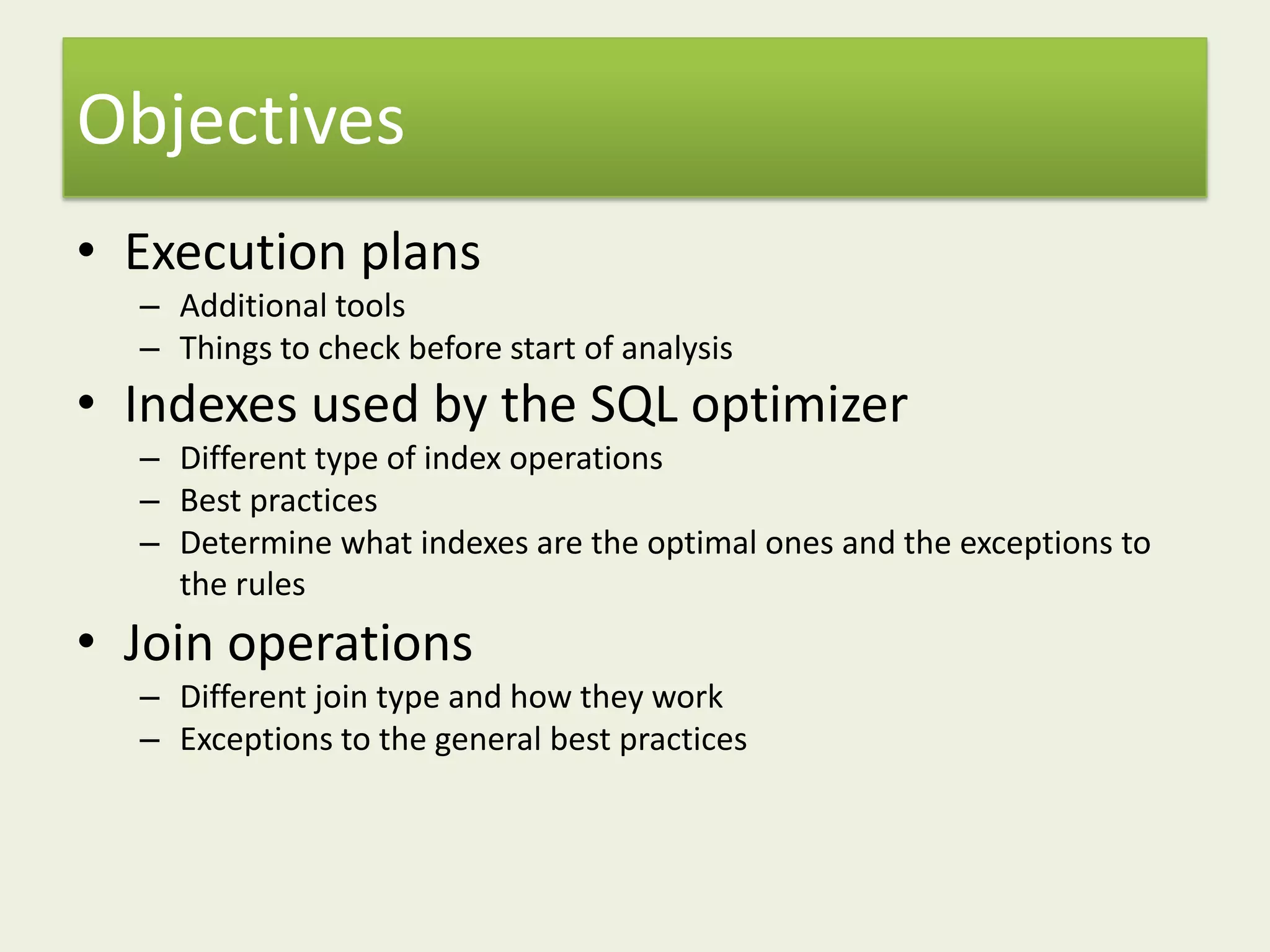 Introduction to execution plan analysis | PPTX