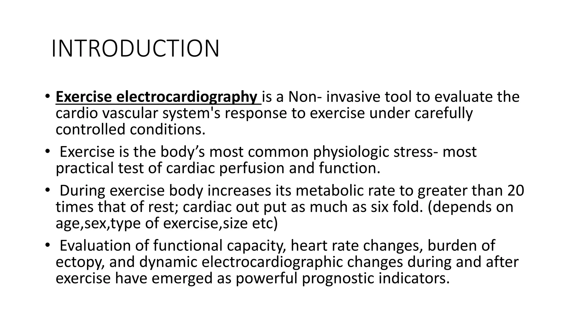 Introduction to exercise electrocardiography | PPTX