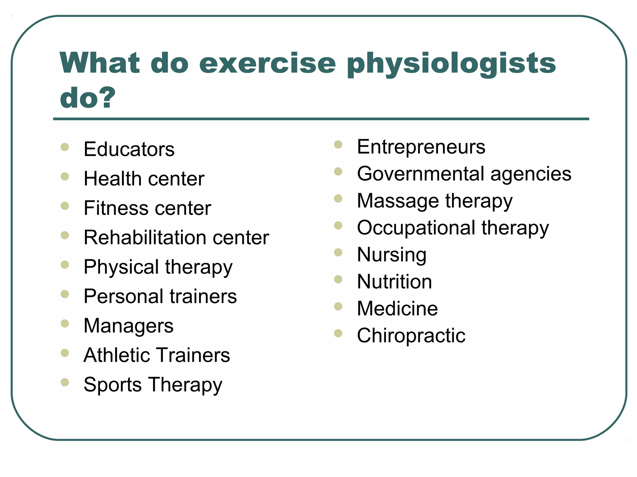 Introduction to exercise physiology | PPT