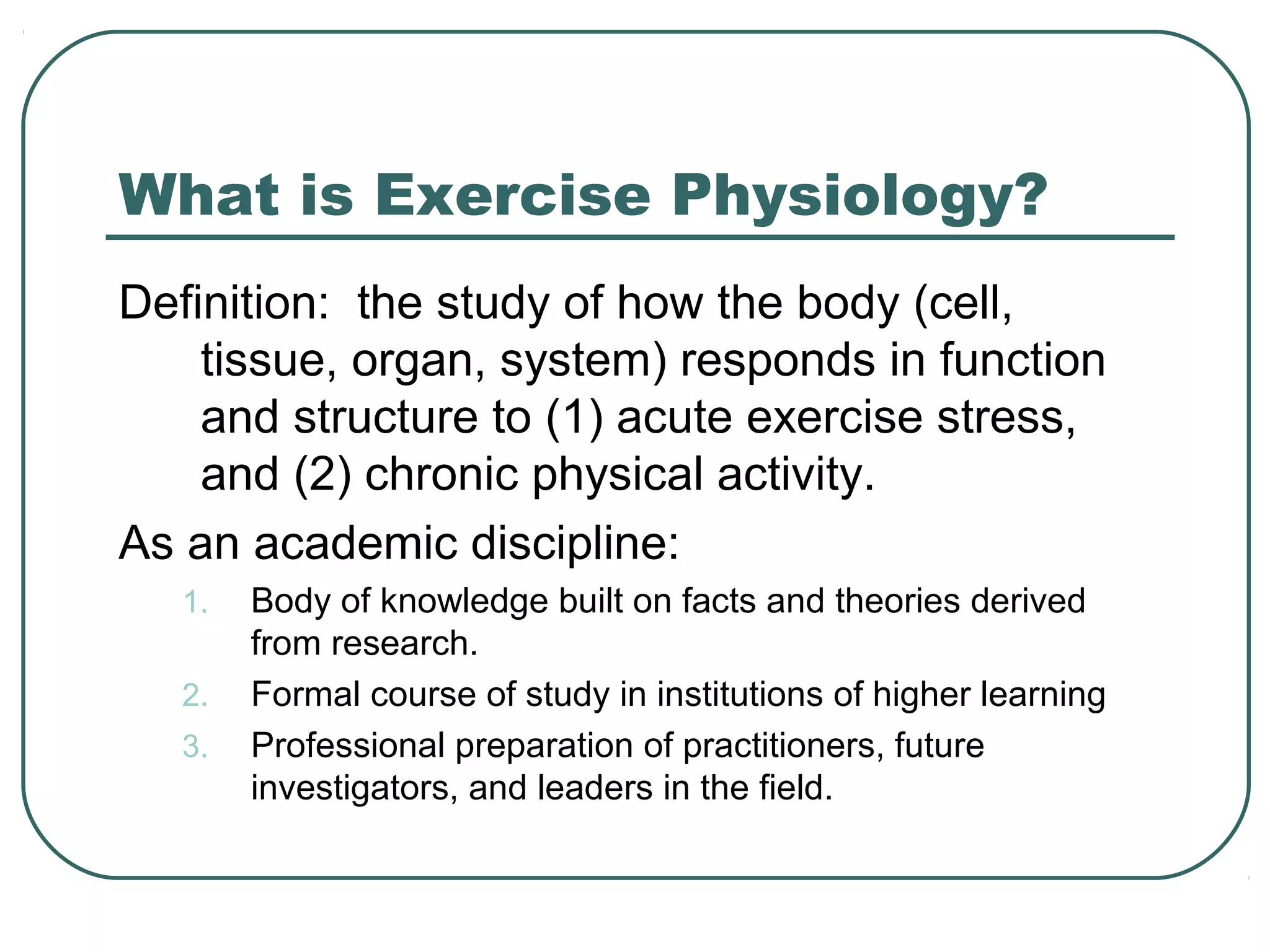 Introduction to exercise physiology | PPT