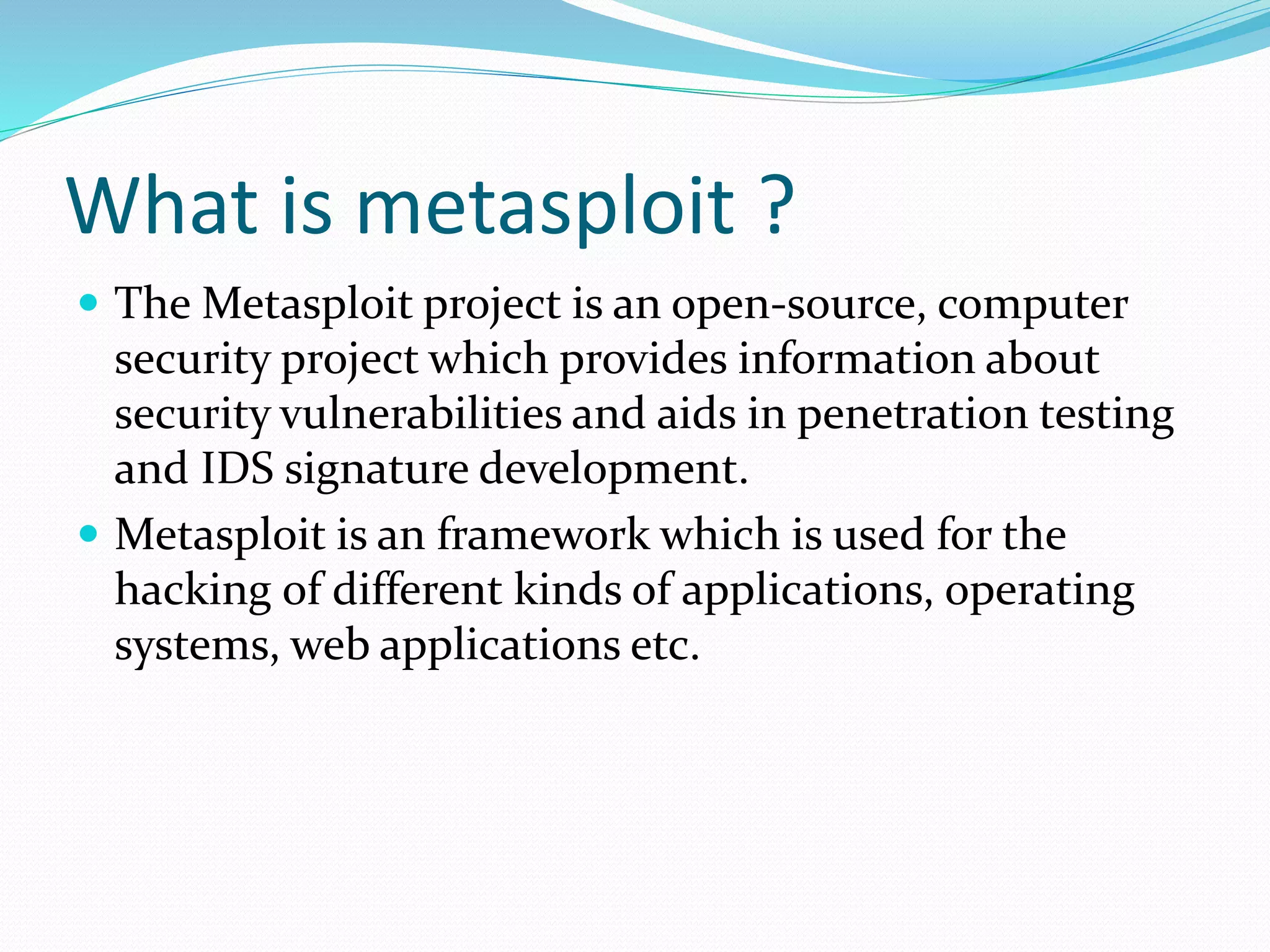 Introduction To Exploitation And Metasploit Ppt