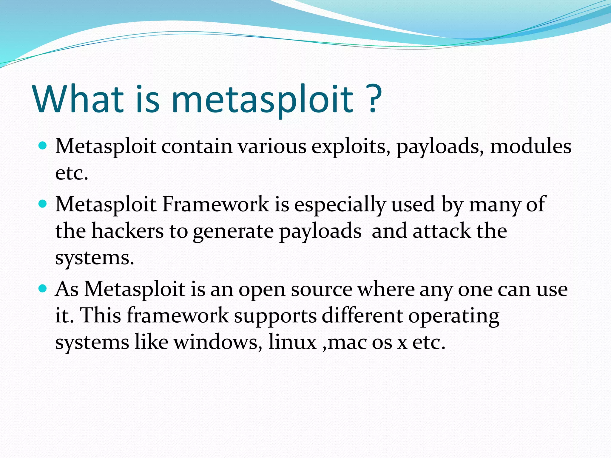 Introduction To Exploitation And Metasploit Pptx Operating Systems