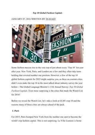 Introduction to fashion industry | PDF