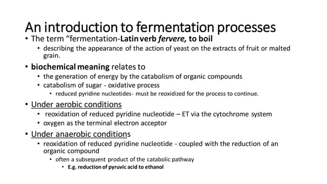 Introduction to fermentation and range of fermentation processes | PDF ...