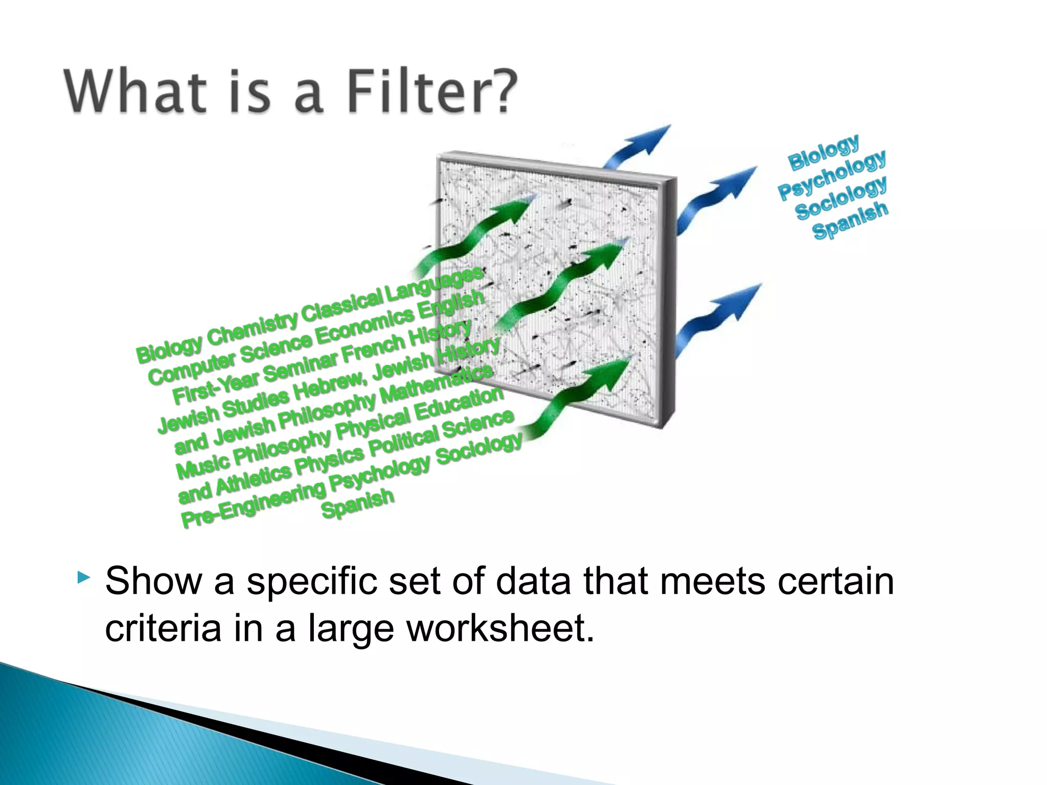 Introduction to Excel 2010 filter features | PPT
