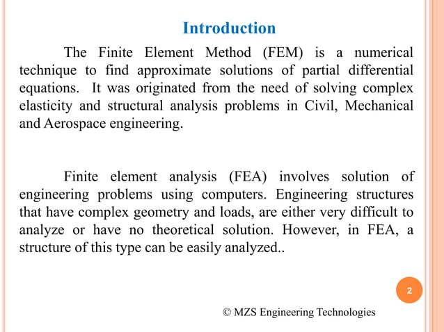 Introduction To Finite Element Method 19042018