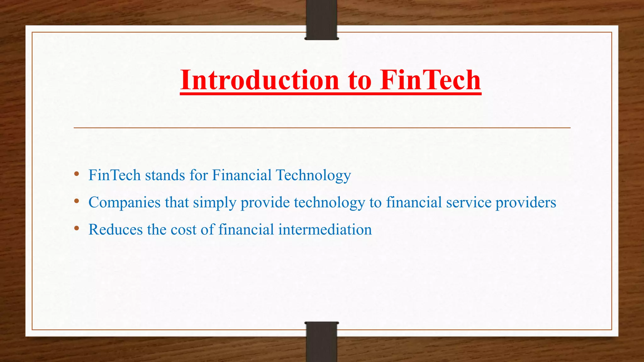 Introduction to fin tech | PPT